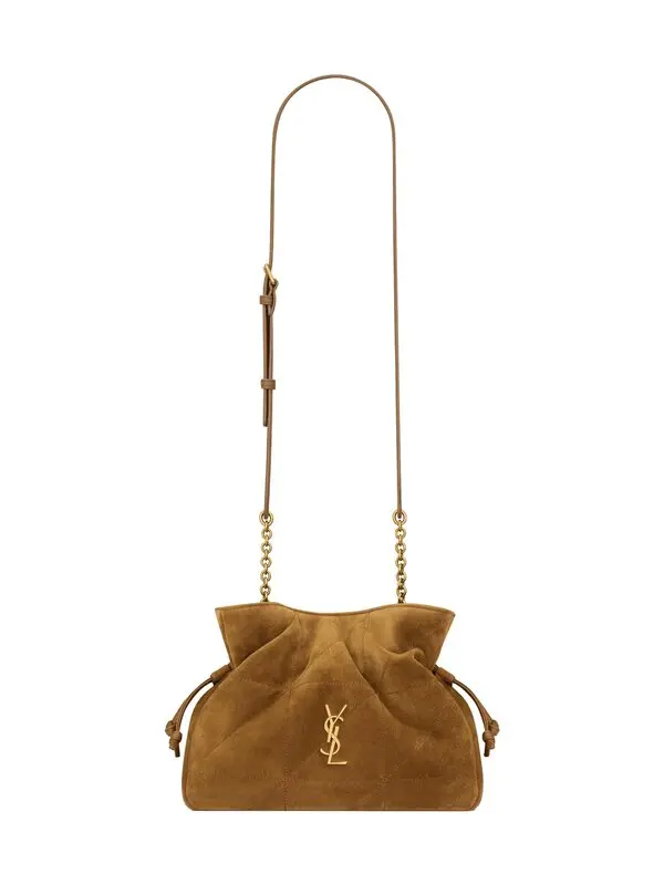 Saint Laurent Jamie Shoulder Pouch In Suede - Caramel Cognac