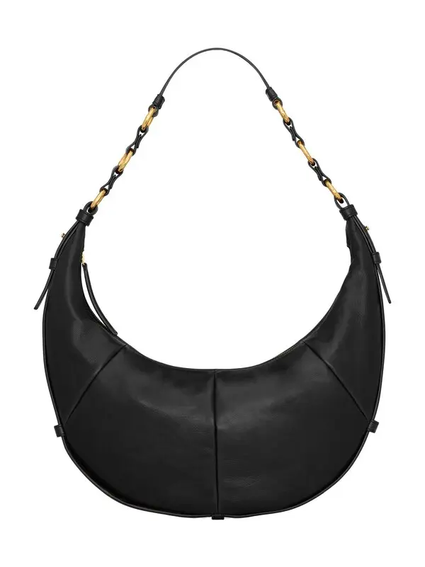 Saint Laurent Saharienne Hobo Bag In Lambskin - Black