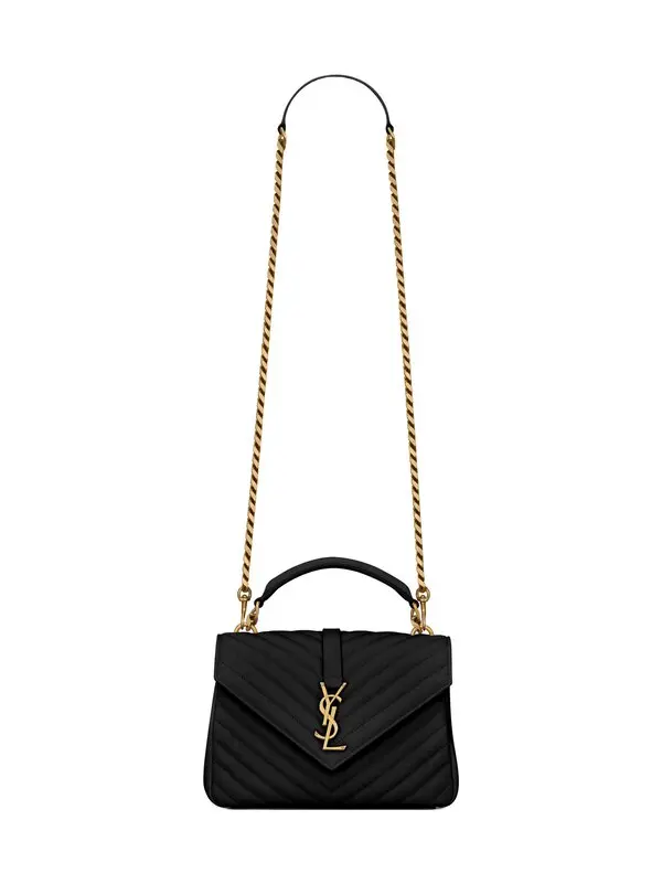 Saint Laurent College Medium Quilted Leather Satchel - Black