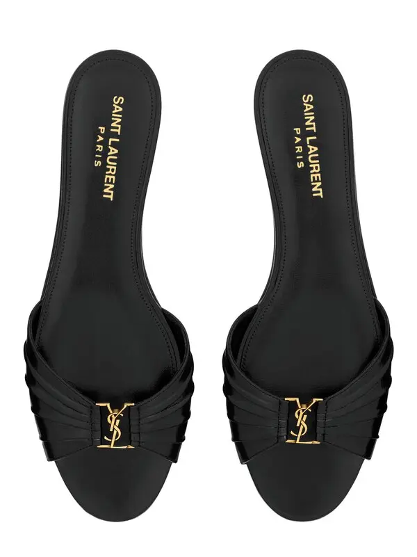 Saint Laurent Babylone" Smooth Leather Slides - Black