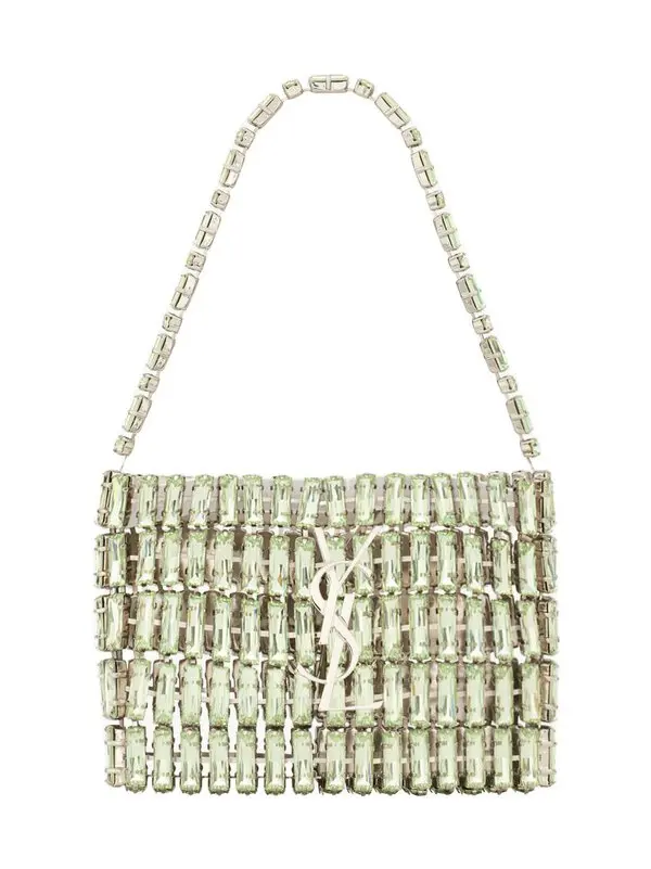 Saint Laurent Micro Evening Bag In Crystals - Chrysolite