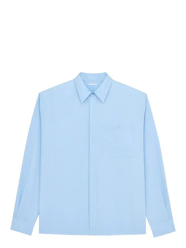 Saint Laurent Shirt In Cotton Poplin - Bleu
