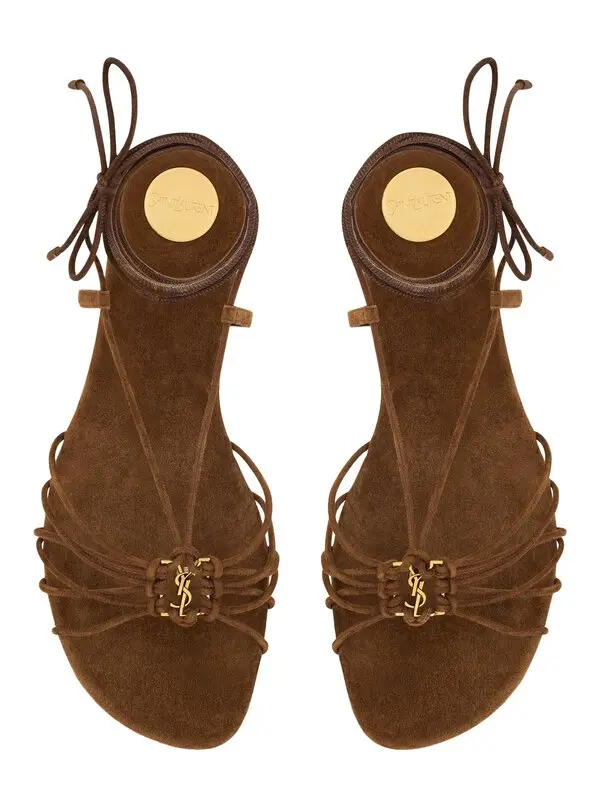 Saint Laurent Suede Babylone Sandals - Dark Havana