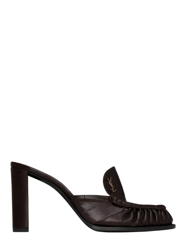 Saint Laurent Le Loafer Mules In Eel - Burnt Brown