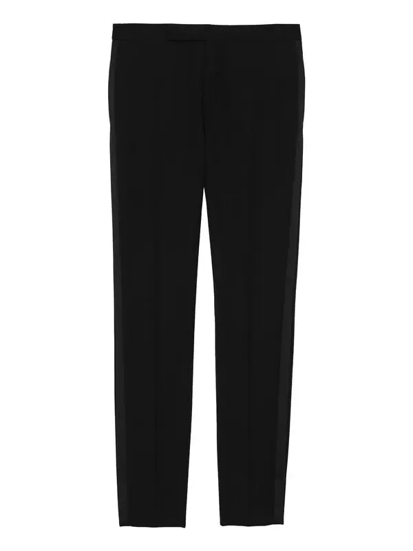 Saint Laurent Tuxedo Pants In Grain De Poudre - Black