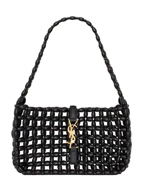 Saint Laurent Le 5 À 7 Shoulder Bag In Wood Beads - Black