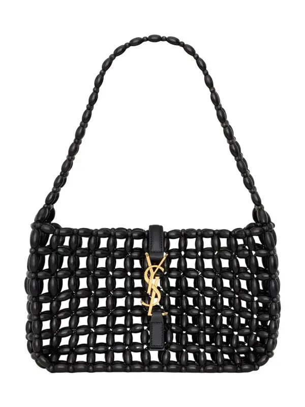 Saint Laurent Le 5 À 7 Shoulder Bag In Wood Beads - Black