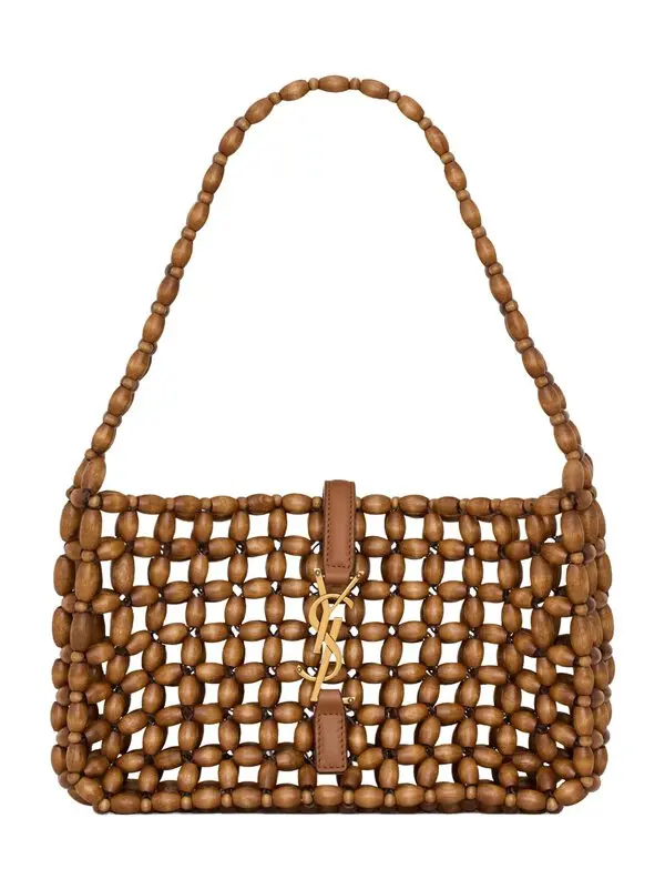Saint Laurent Le 5 À 7 Shoulder Bag In Wood Beads - Light Wood And Brick