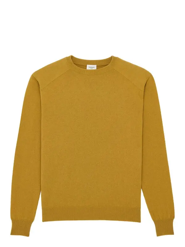 Saint Laurent Crewneck Sweater In Cashmere - Moutarde