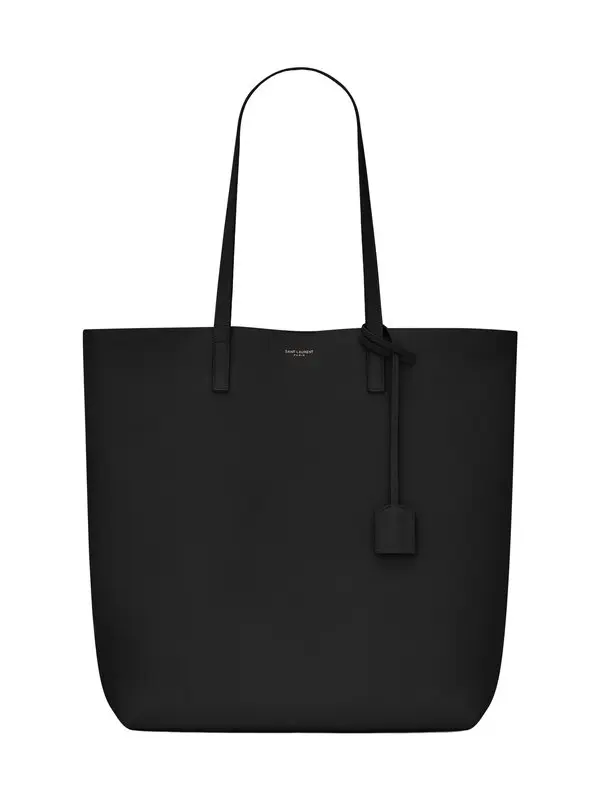 Saint Laurent East/west Shopping Tote In Leather With Cassandre Charm - Black