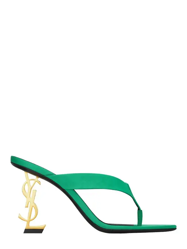 Saint Laurent Opyum Mules In Satin Crepe - Vert Emerald