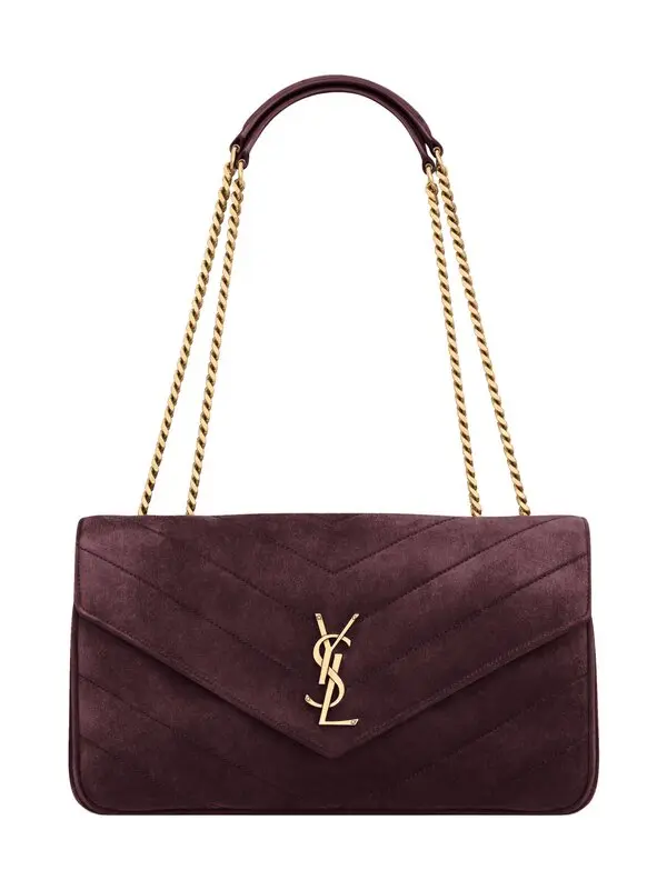 Saint Laurent Loulou Medium Suede Bag - Smoky Burgundy