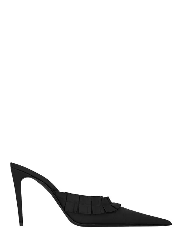 Saint Laurent Madeleine Mules In Silk Taffeta - Black
