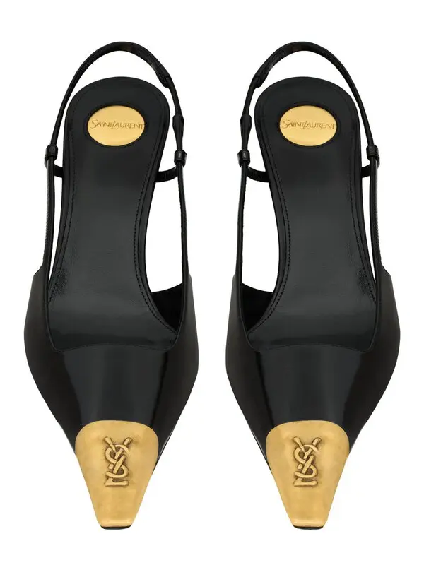 Saint Laurent Jeanne Slingback Pumps In Smooth Leather - Black
