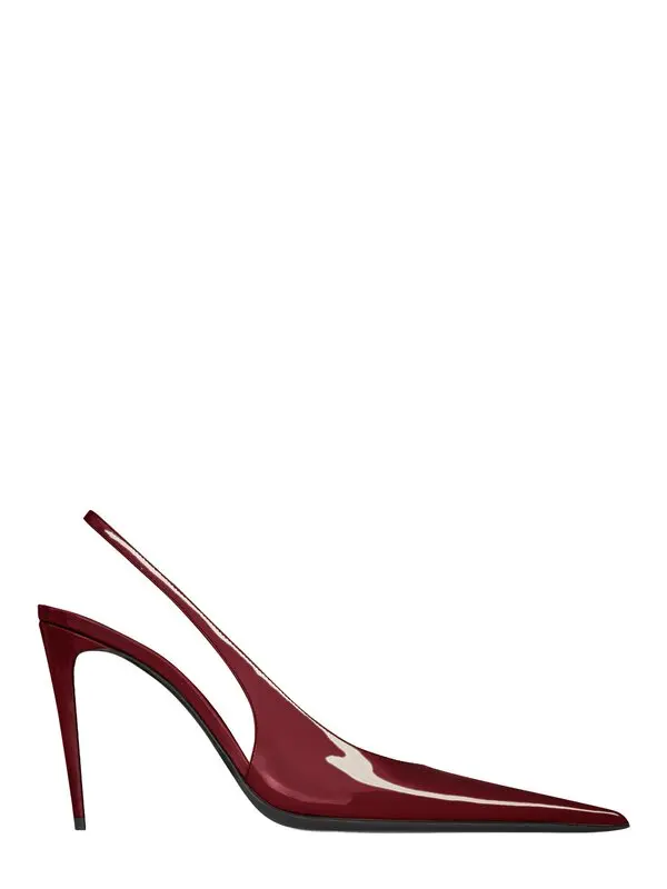 Saint Laurent Guermantes Slingback Pumps In Patent Leather - Lust Red