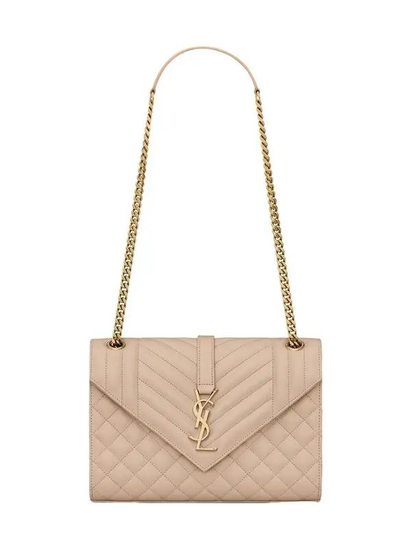 Saint Laurent Envelope Medium Bag - Dark Beige