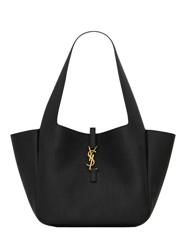 Saint Laurent Le 5 À 7 Small Bea In Grained Leather - Black