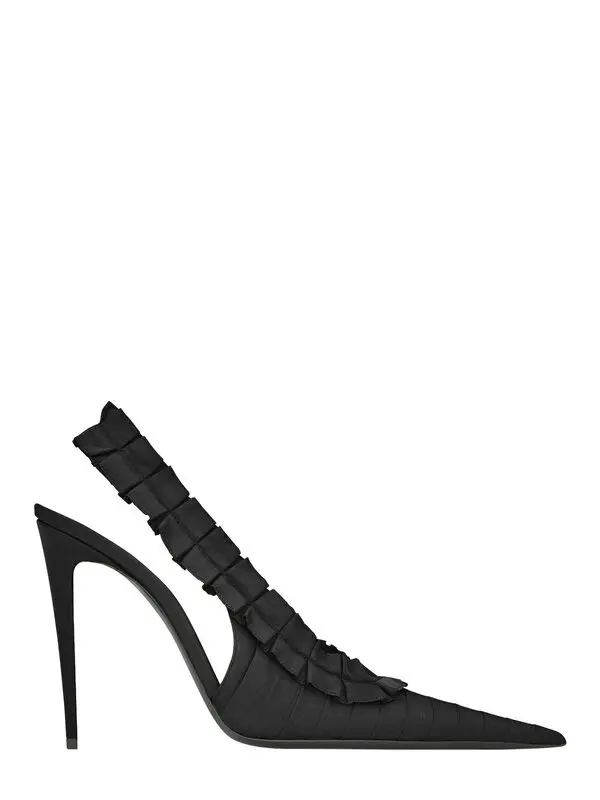 Saint Laurent Madeleine Slingback Pumps In Silk Taffeta - Black