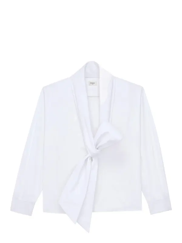 Saint Laurent Lavallière Shirt In Cotton Poplin - Blanc
