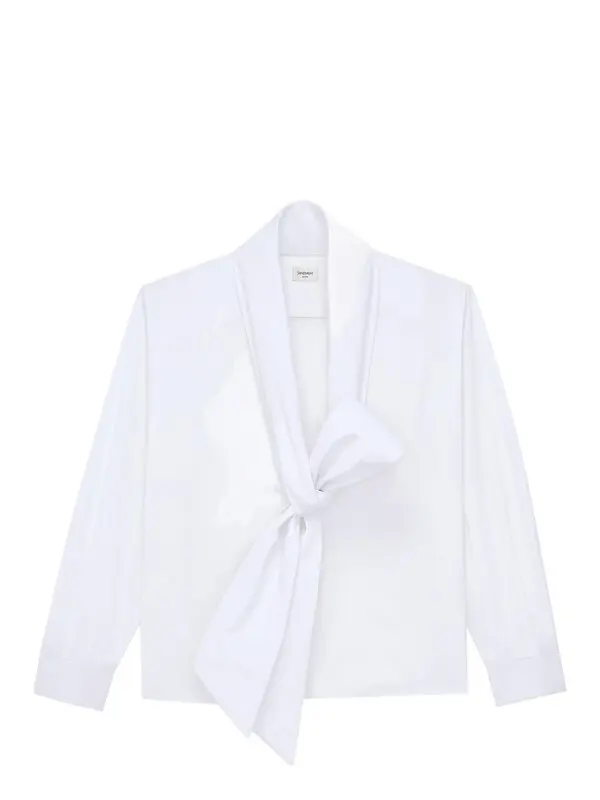 Saint Laurent Lavallière Shirt In Cotton Poplin - Blanc