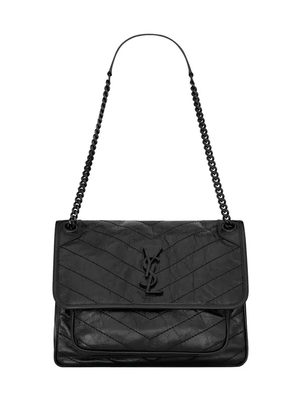 Saint Laurent Niki Medium In Vintage Leather - Black