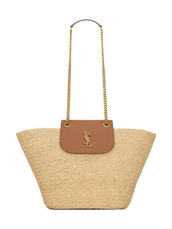 Saint Laurent Manon Raffia Basket Bag - Natural
