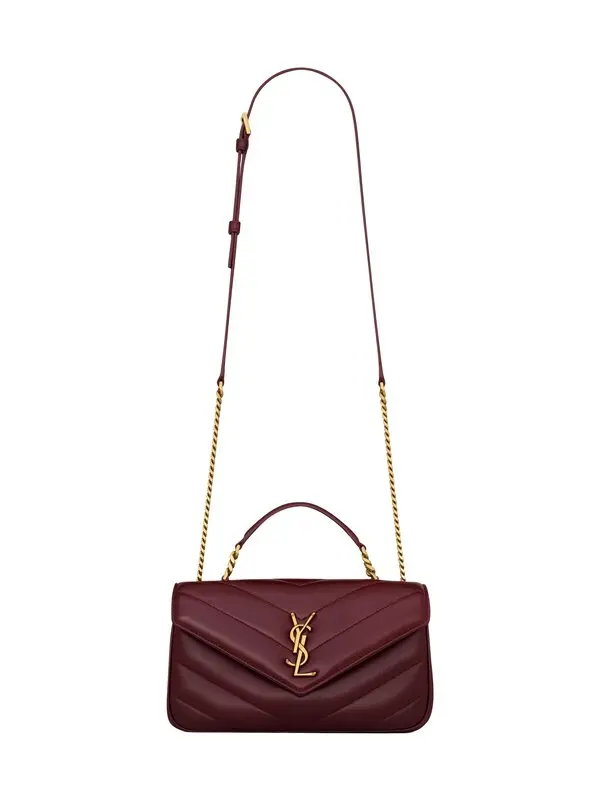 Saint Laurent Loulou Top-handle Bag In Matelassé Lambskin - Rouge Cabernet