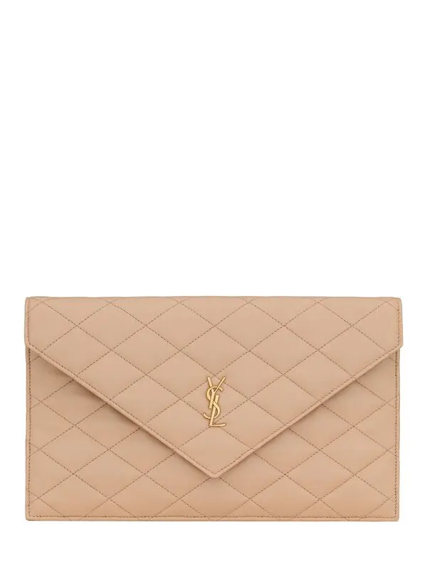 Saint Laurent Pouch In Lambskin - Clear Beige