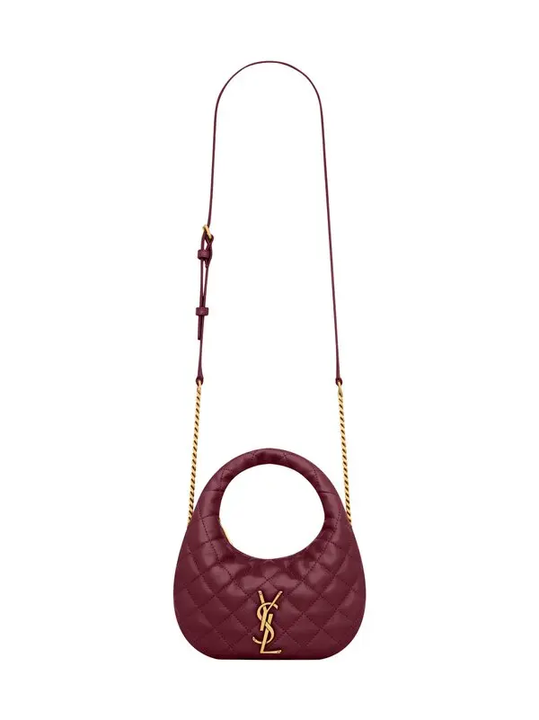 Saint Laurent Icarino Mini Bag In Quilted Nappa With Cassandre And Diamond Quilting - Rouge Cabernet