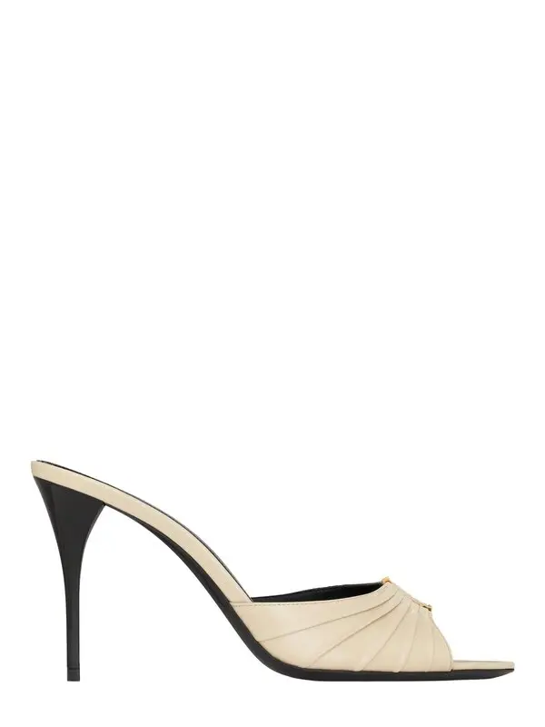 Saint Laurent Babylone Mules In Smooth Leather - White