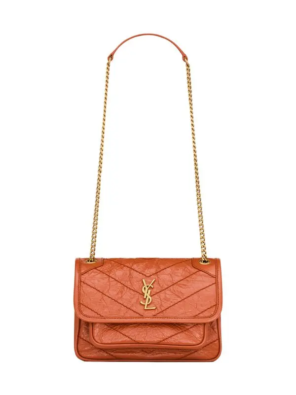 Saint Laurent Niki Mini Vintage Leather Bag - Dark Mandarin