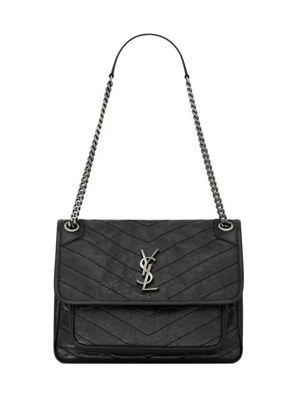 Saint Laurent Niki Medium Bag In Vintage Leather - Black