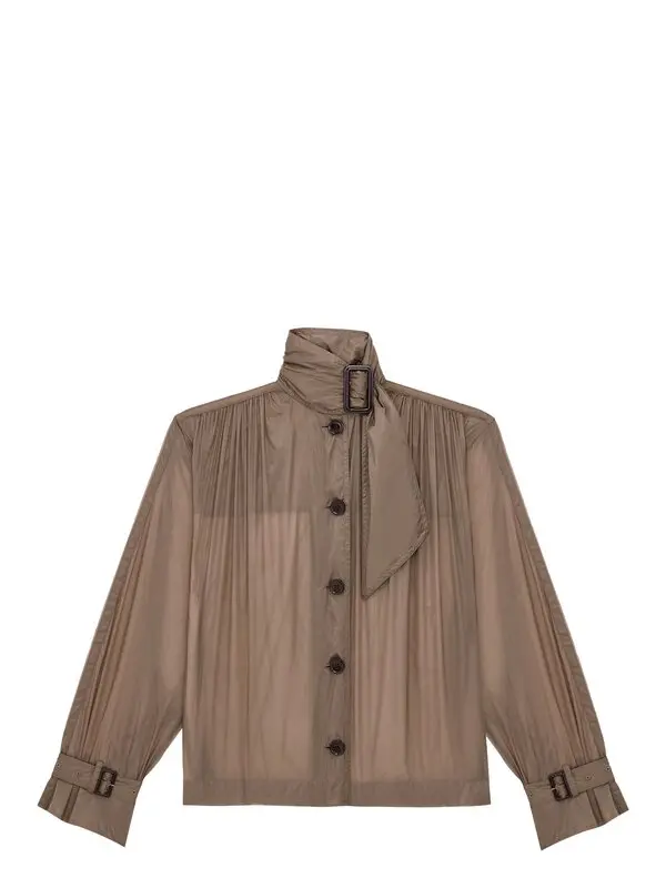 Saint Laurent Lavallière Blouse In Nylon - Marron Glace