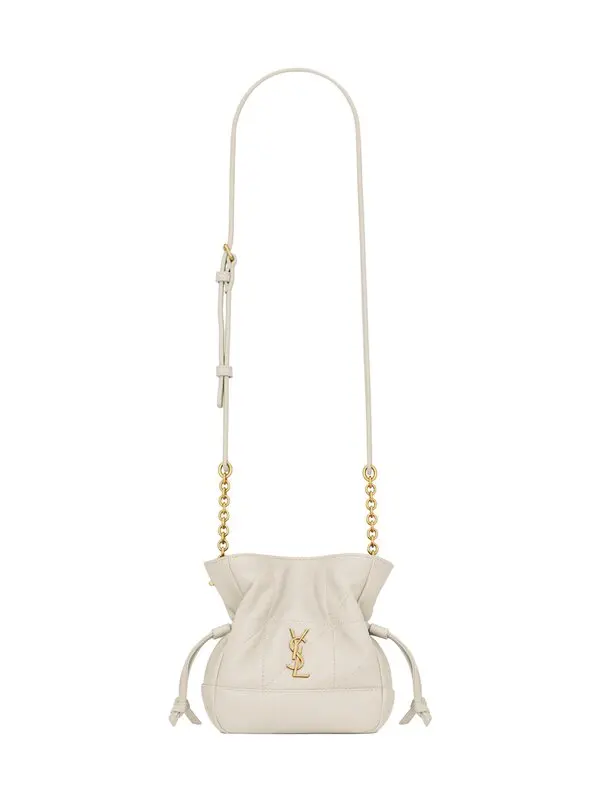 Saint Laurent Jamie Mini Shoulder Pouch In Lambskin - Blanc Vintage