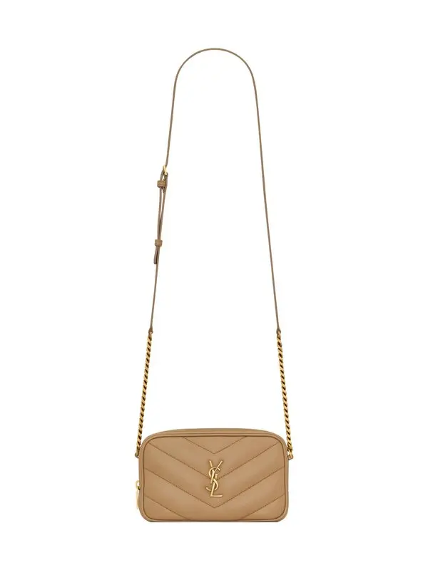Saint Laurent Loulou Mini Camera Bag In Lambskin - Natural Tan