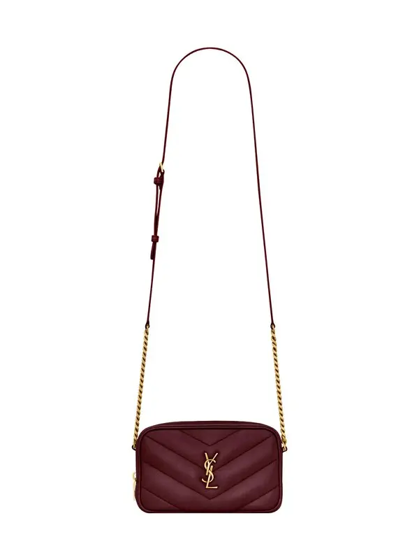 Saint Laurent Loulou Mini Camera Bag In Lambskin - Rouge Cabernet