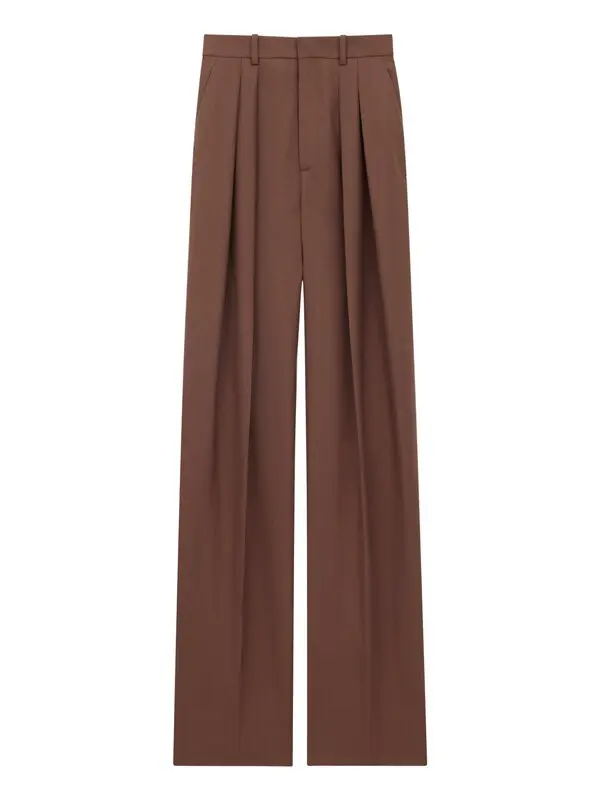 Saint Laurent Wide-leg Wool Gabardine Pants - Brun