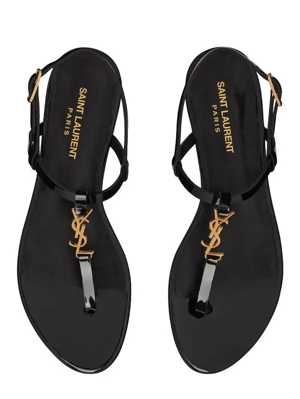 Saint Laurent Cassandra Sandals In Patent Leather - Black