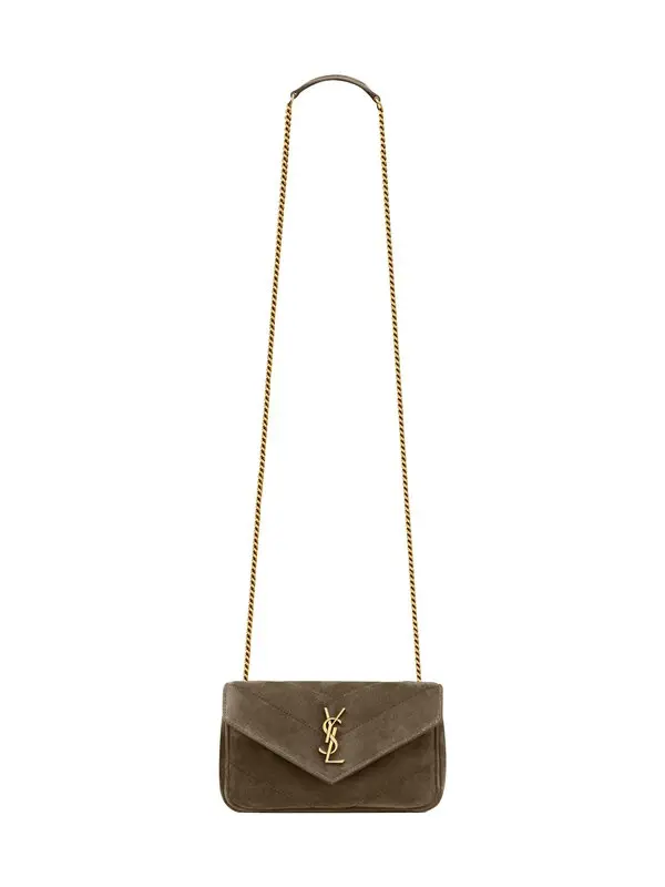 Saint Laurent Loulou Mini Suede Bag - Light Musk