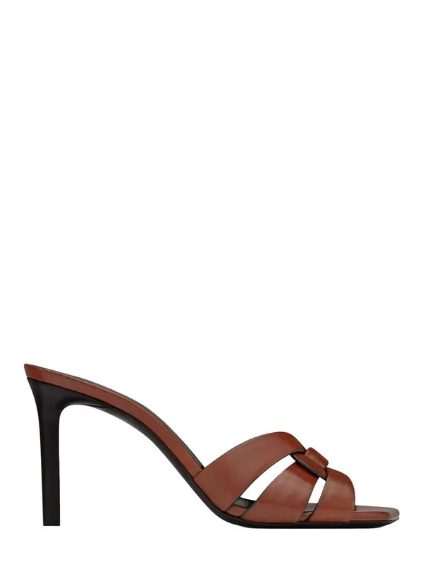 Saint Laurent Tribute Mules In Smooth Leather - Toffee