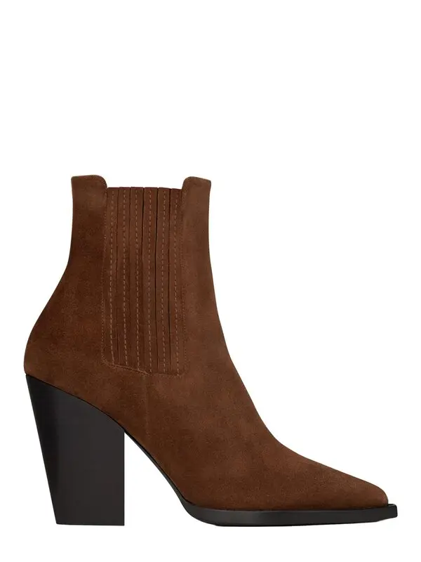 Saint Laurent Suede Chelsea Booties - Land