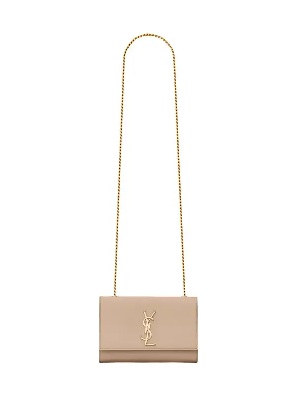 Saint Laurent Kate Small Grain De Poudre Embossed Leather Bag - Dark Beige