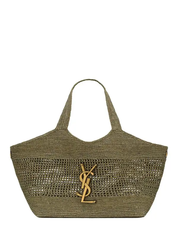 Saint Laurent Icare Medium Raffia Bag - Light Musk
