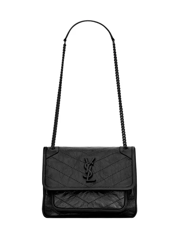 Saint Laurent Niki Baby Vintage Leather Flap Bag - Black