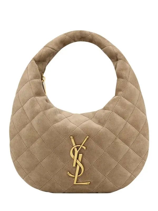 Saint Laurent Icarino Quilted Suede Handheld Bag - Light Cumin