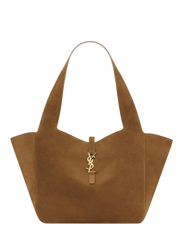Saint Laurent Le 5 À 7 Small Bea In Suede - Caramel Cognac