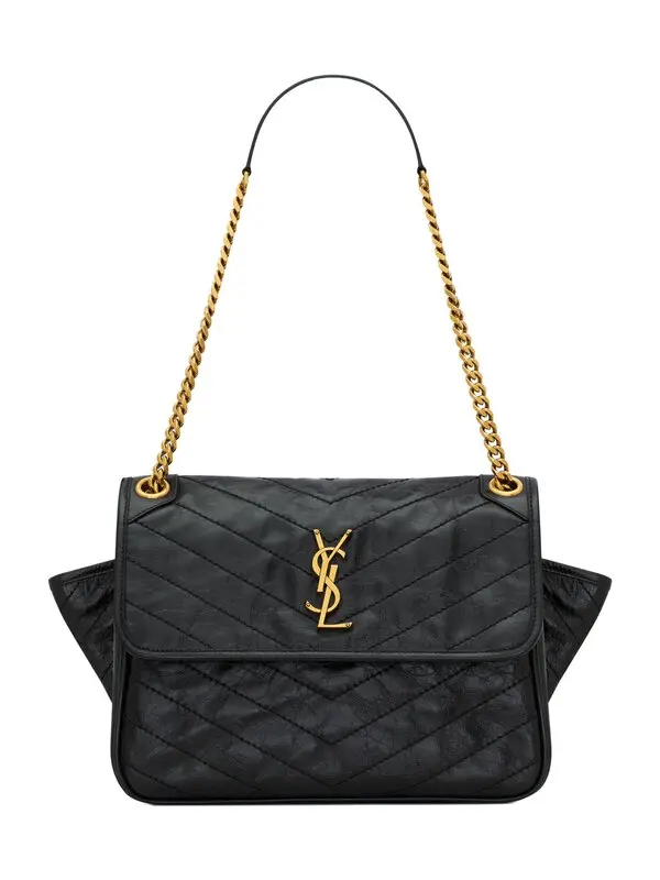 Saint Laurent Niki Tripouch Bag In Vintage Leather - Black