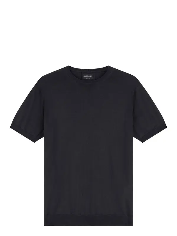 Giorgio Armani Slim-fit Silk And Cotton Knit Sweater - Black