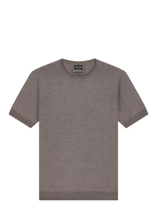Giorgio Armani Slim-fit Silk And Cotton Knit Sweater - Brown