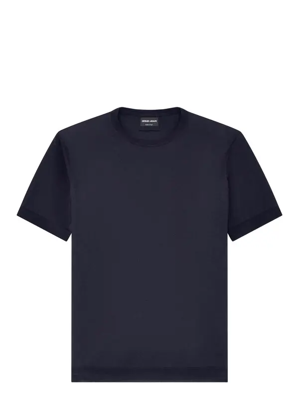Giorgio Armani Slim-fit Silk And Cotton Knit Sweater - Navy Blue